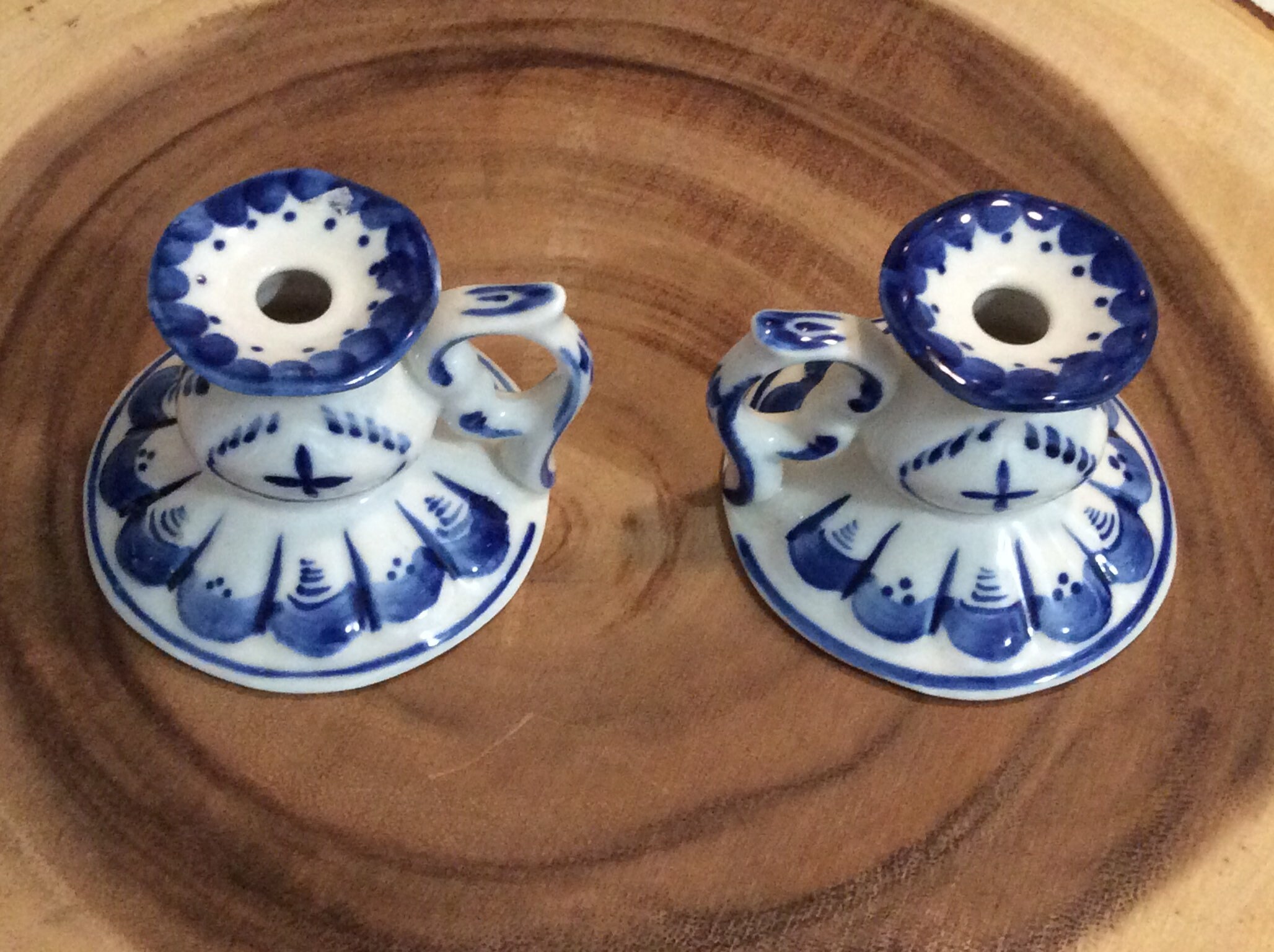 Russian Delft style candleholders | Etsy