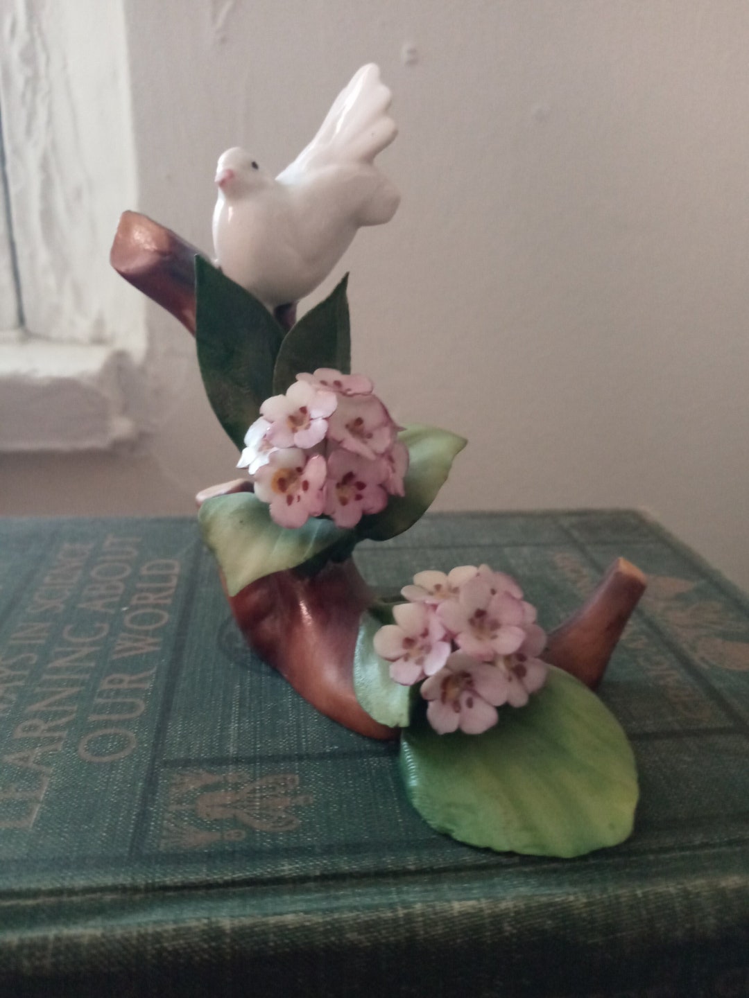 Italian Capodimonte Porcelain Dove on Branch With Flowers- Signed by ...