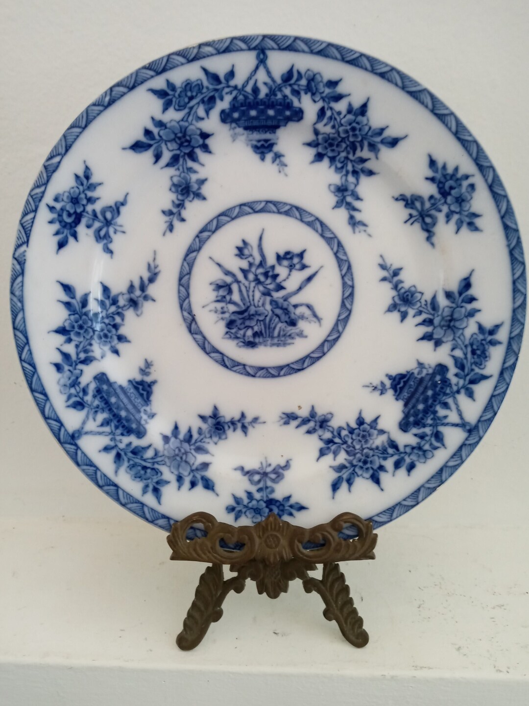 Flow Blue Dinner Plate "bombay" Pattern by T. Furnival & Sons ...