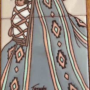 Cleo Teissedre Wall Tile Wood Framed Double Tile Native American Indian ...