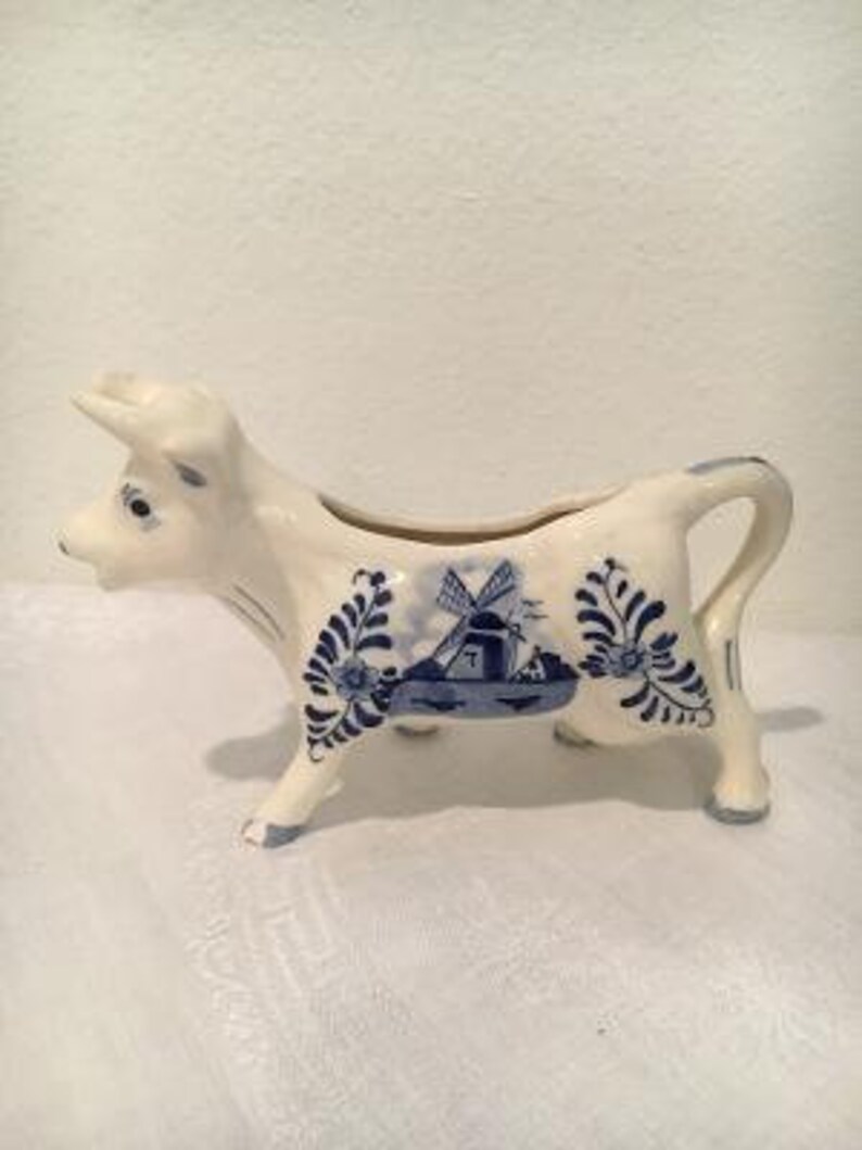 Cow Creamer Delftsware-dutch-windmills-flowers-milk-blue and - Etsy
