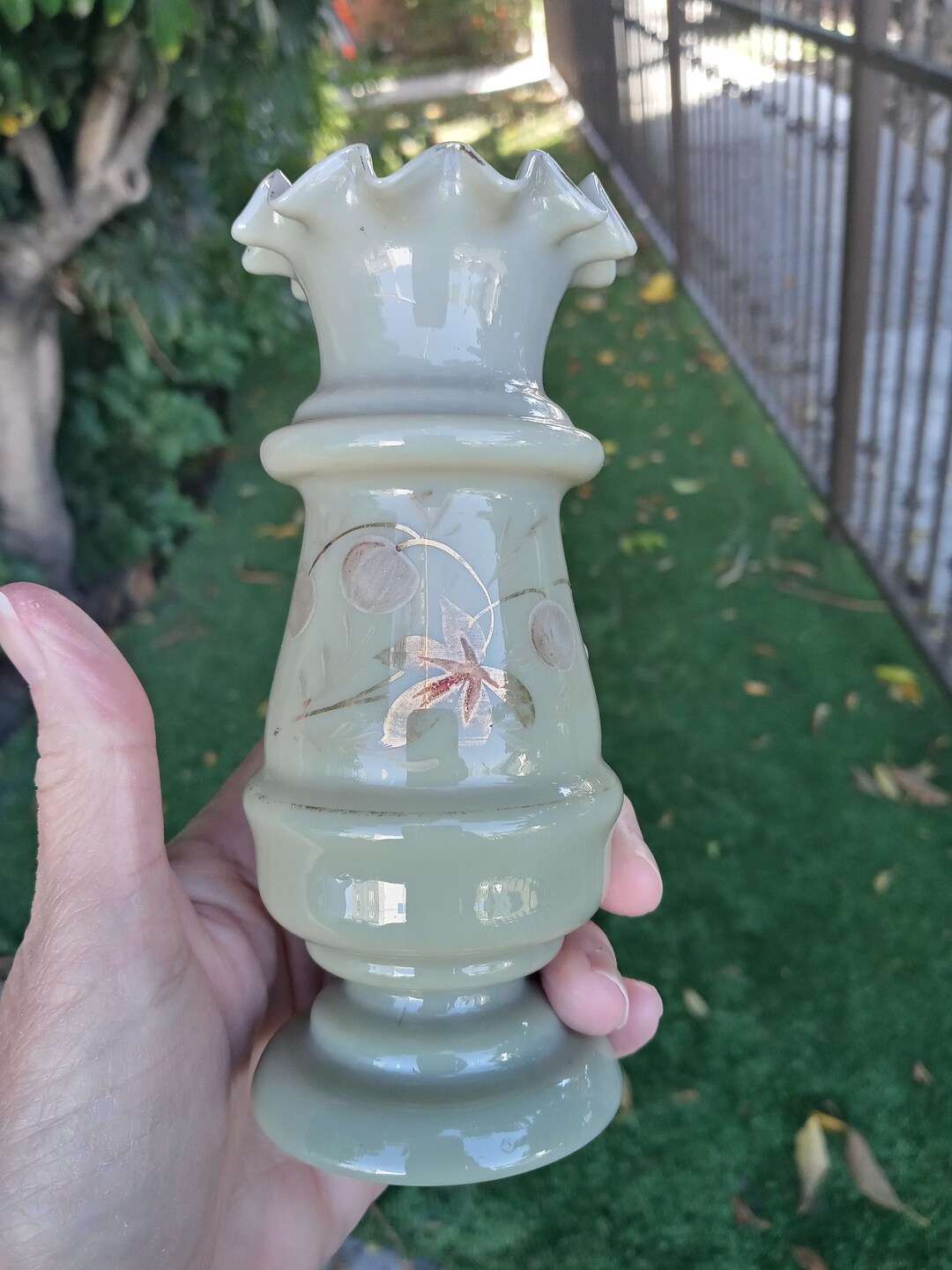 Victorian Bristol Glass Vase- Hand Painted Vase- Hand Blown Glass Vase ...