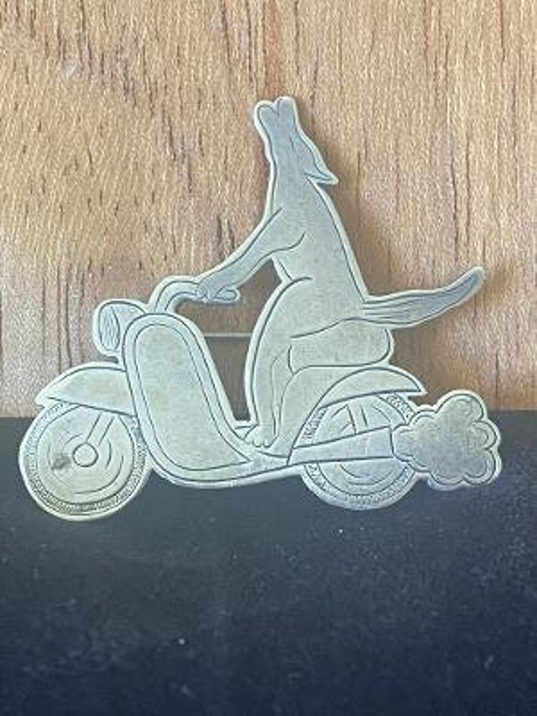 Don Lucas Howling Coyote Pin - Signed D. Lucas Pin - Coyote on Scooter ...
