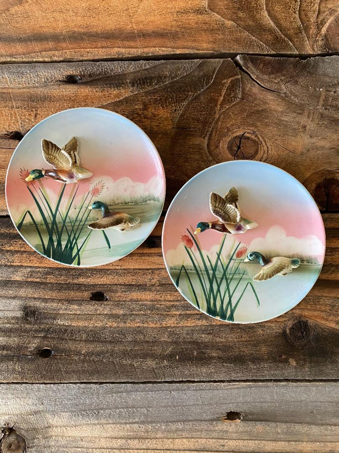 Lefton 3D Mallard Duck Plates - 3D Relief Wall Hanging - #213 - Etsy
