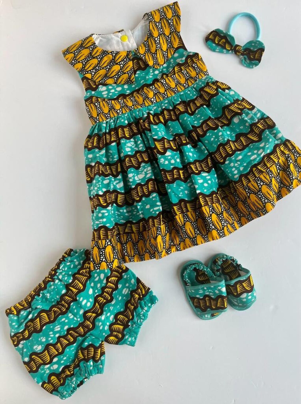African Print Dress for Girls | Ankara Baby Dress Set| Baby Headband ...