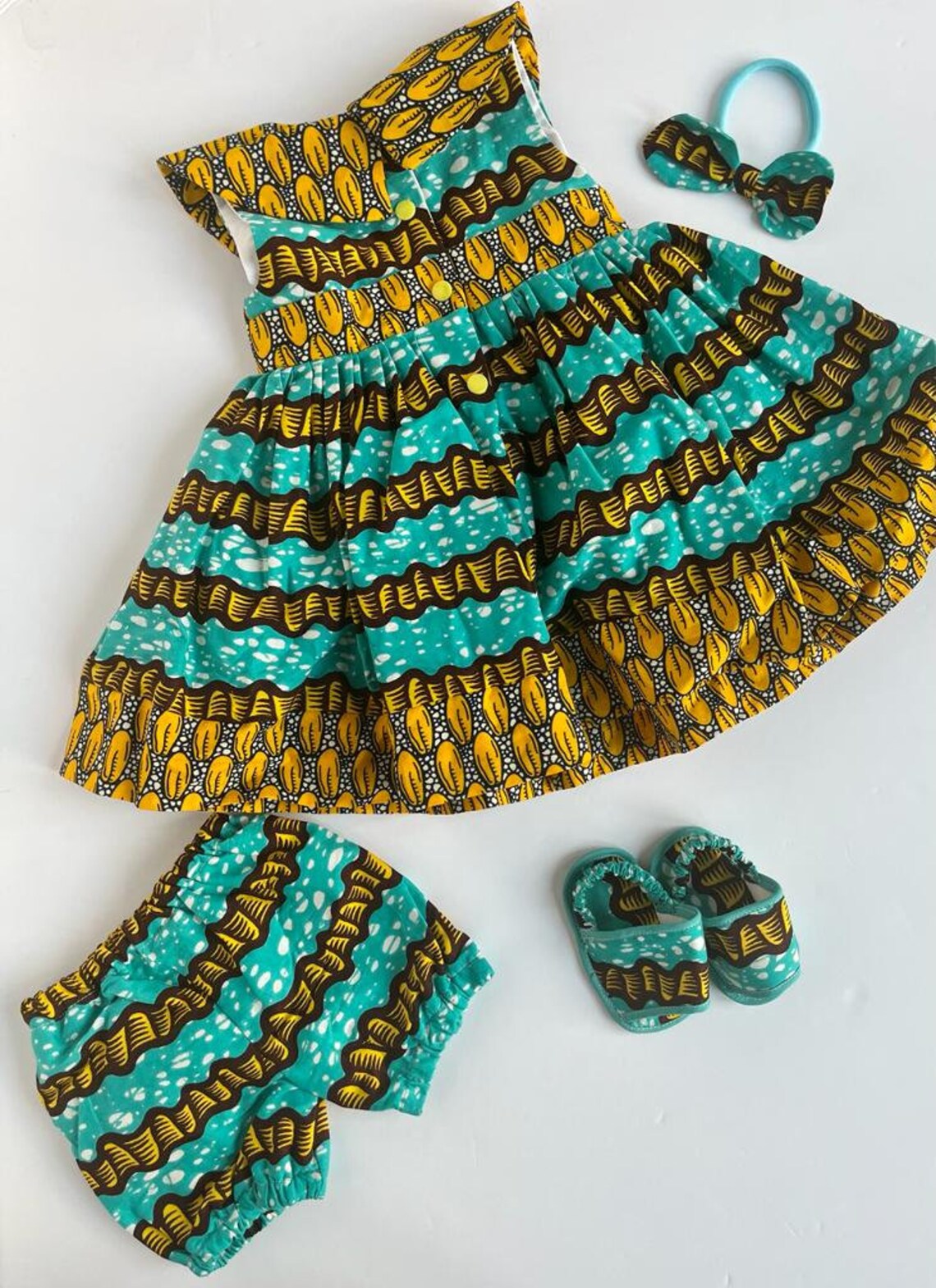 African Print Dress for Girls | Ankara Baby Dress Set| Baby Headband ...