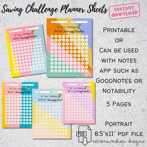 Saving Challenge Planner Printable PDF, Savings Tracker Planner Digital ...