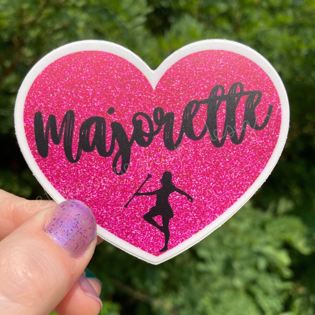 Majorette Pink Heart Vinyl Sticker, Waterproof, Laptop, Water Bottle ...