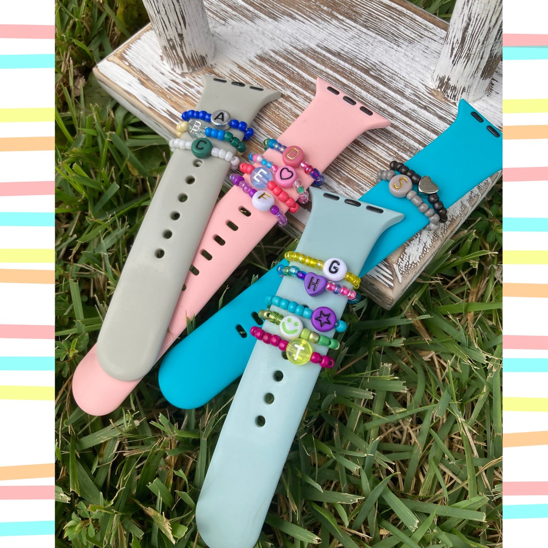 Custom Watch Band Charms, Halo Rings, Beaded, Initial, Waterproof ...