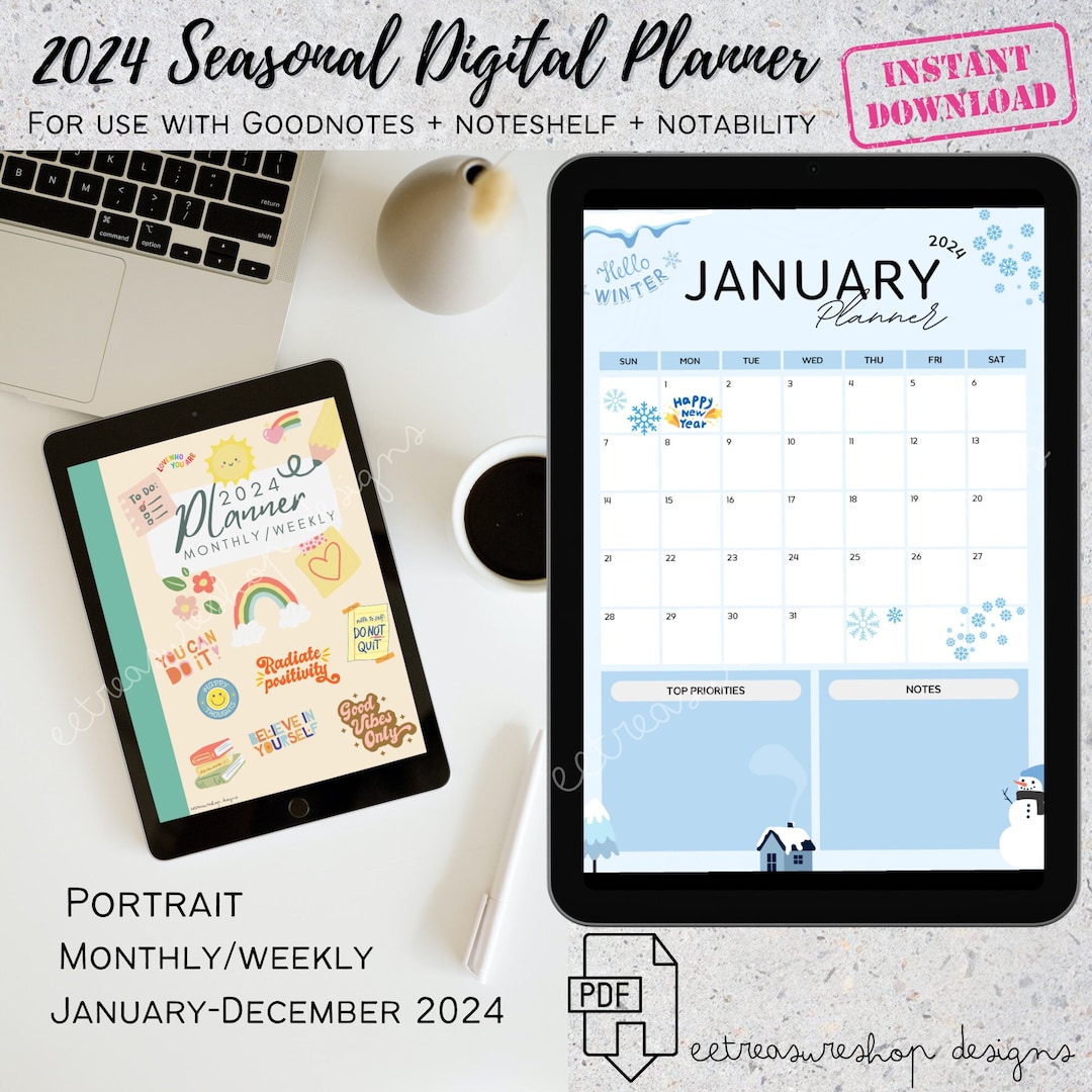 2024 Seasonal Digital Planner PDF for Goodnotes, Notability, iPad ...
