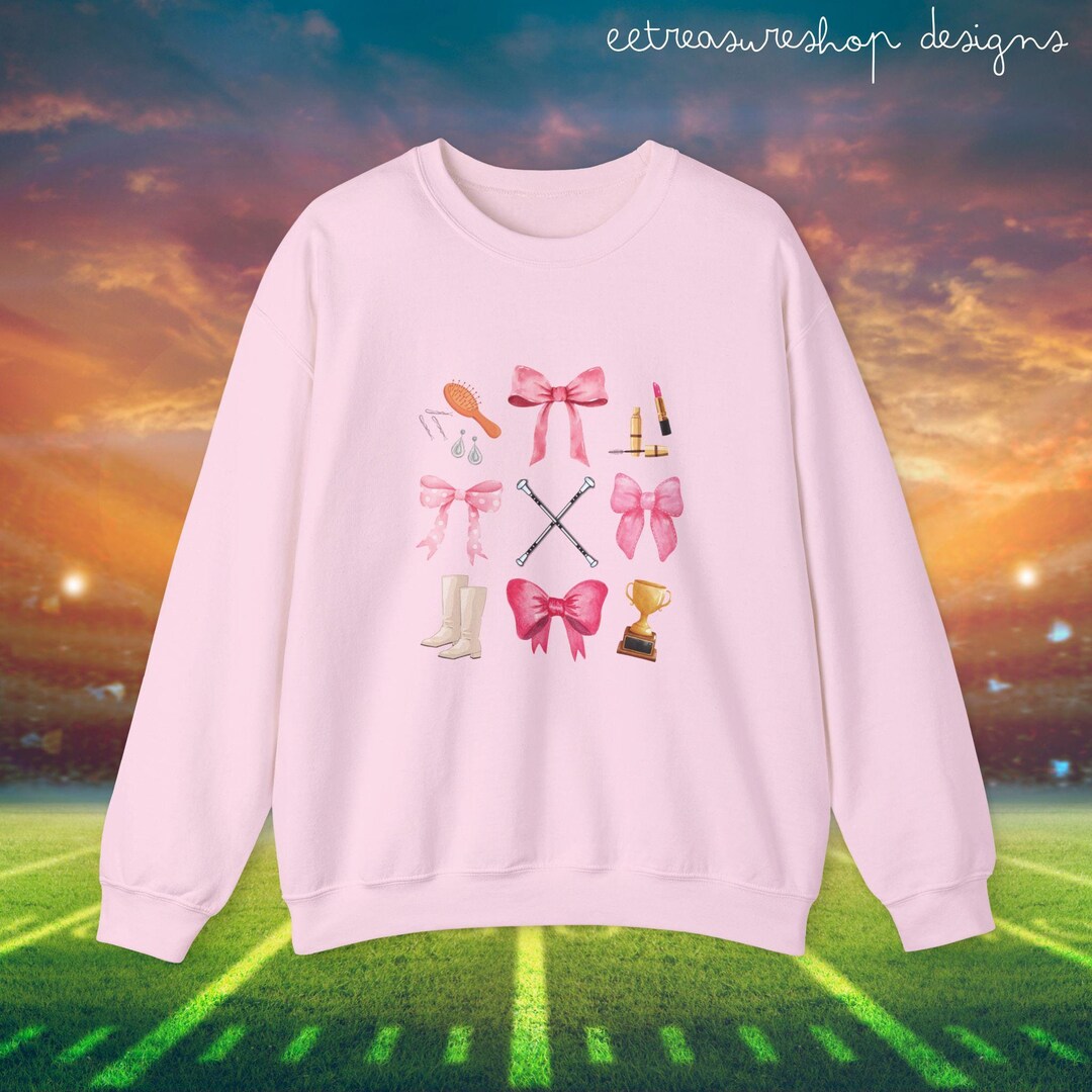 Majorette or Majorette Mom Cute Pink Bows Heavy Blend Crewneck ...