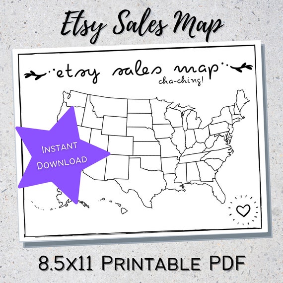 Etsy Sales Map USA Printable Etsy Map Etsy Sales USA Sales - Etsy