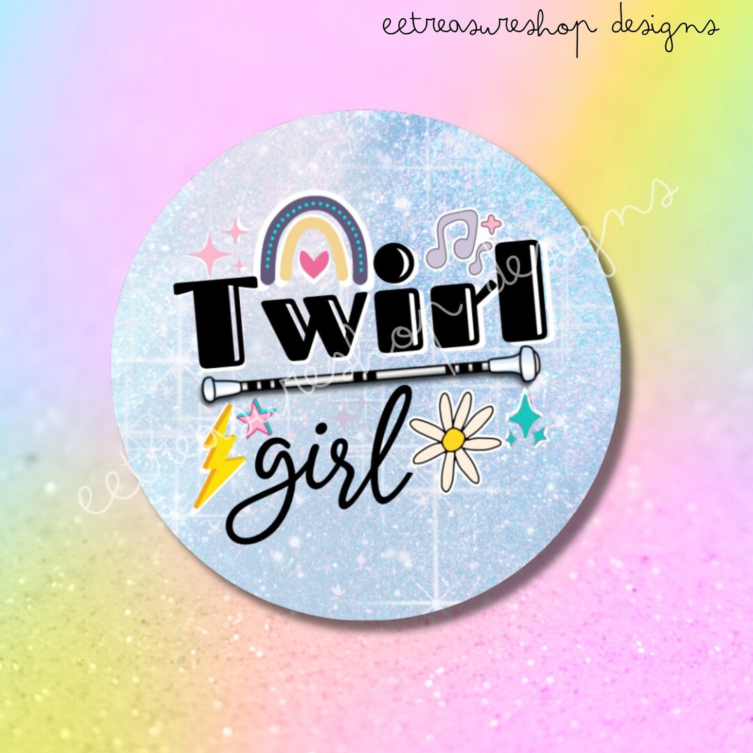 Twirl Girl Cute Preppy Baton Twirler Waterproof Vinyl Sticker, Laptop ...