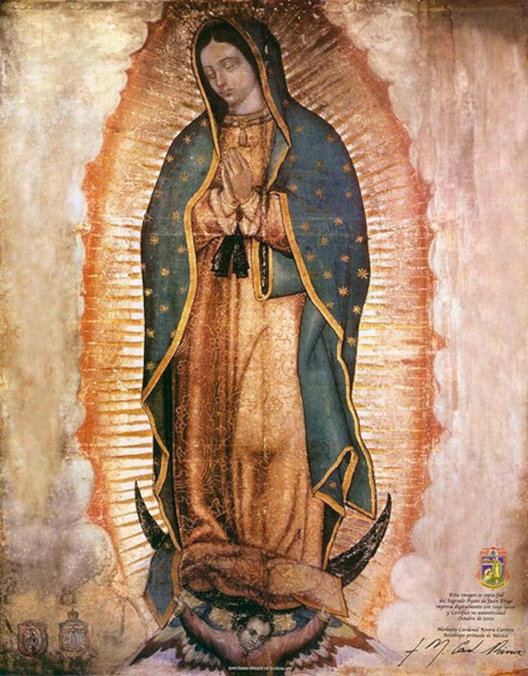 Our Lady Mary of Guadalupe Lithography Original Image From El Ayate of ...