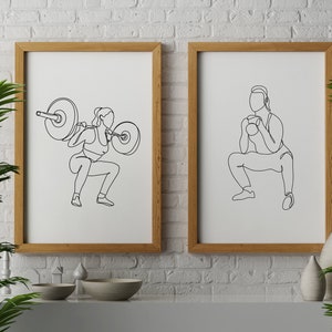 Weightlifter Hand Drawing, Minimalist Line Art Prints, Digital Download ...