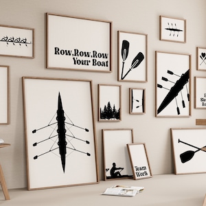 Rowing Gallery Set of 15 Drawings, Minimalist Art Print, Rower Poster ...