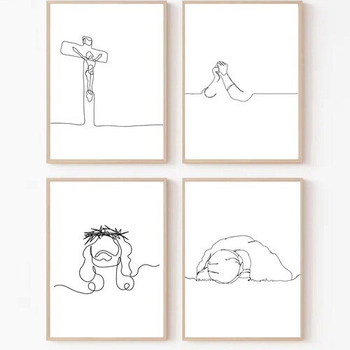 Minimalist Christian Line Art Digital Download Religious - Etsy
