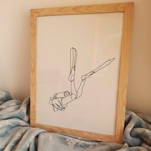 Minimalist Scuba Diving Line Art, Digital File, Water Sport Printable ...