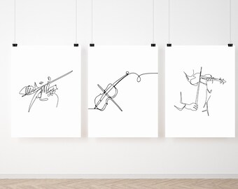 Minimalist Music Line Art Print Single Line Drawing | Etsy