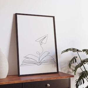 Minimalist Book Line Art, Digital Download, Books Outline Drawing ...