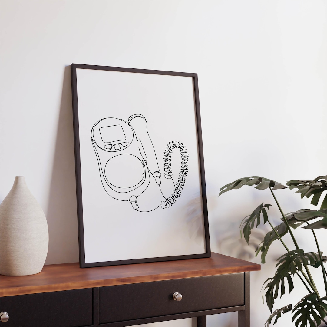 Minimalist Fetal Doppler Line Art, Digital Download, Medical Print ...
