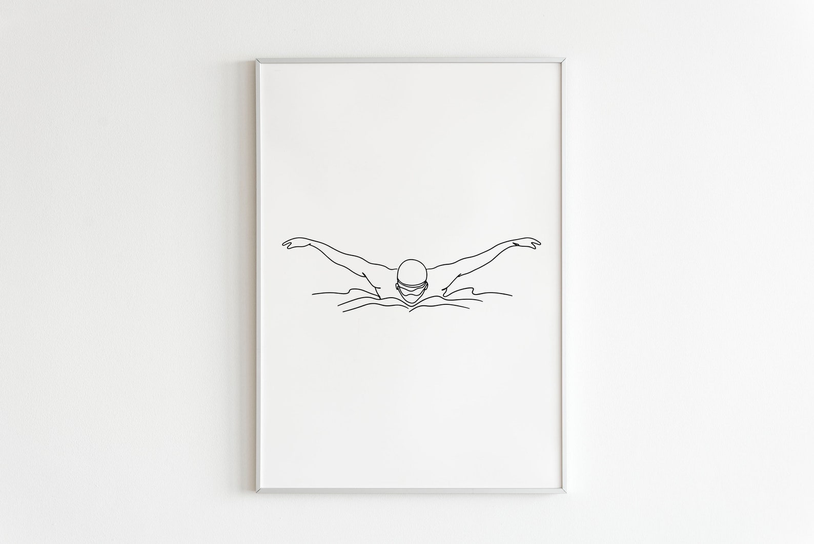 Minimalist Swimmer Line Art Art, Digital Download, Sport Print ...