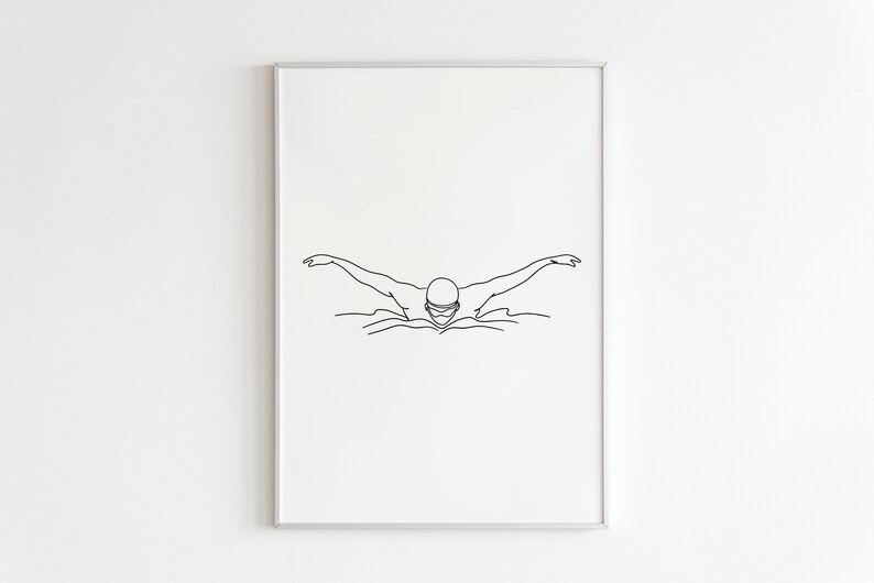 Minimalist Swimmer Line Art Art, Digital Download, Sport Print ...