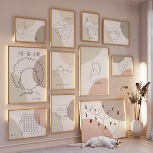Speech Therapy Line Art Print Set, Minimalist Office Decor (digital ...