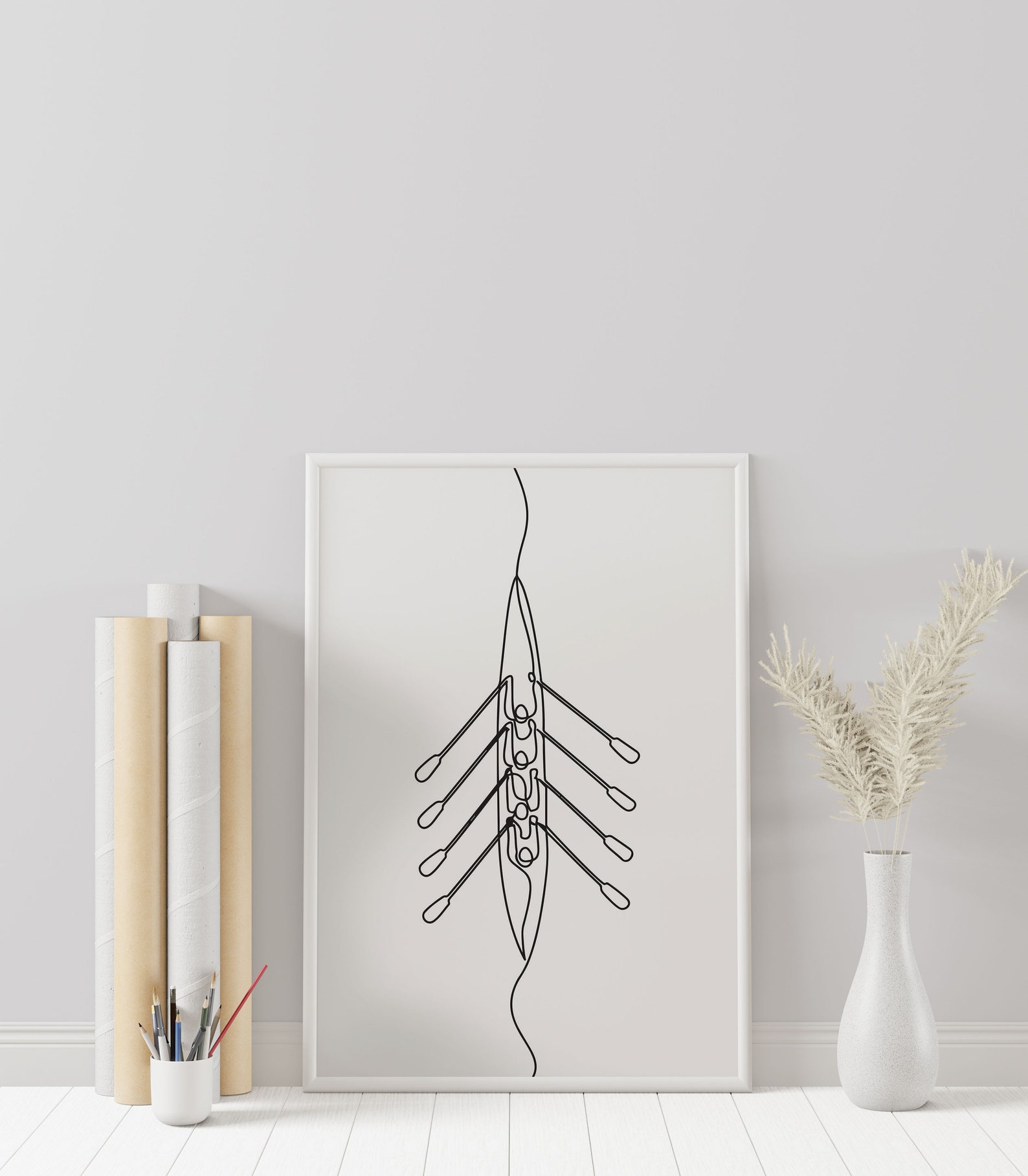 Minimalist Rowing Boat Line Art Water Sport Printable Rower - Etsy