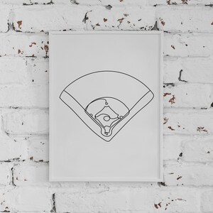 Minimalist Baseball Field Line Art, Catcher Poster, Digital Download ...