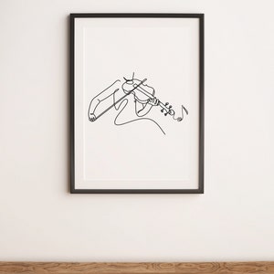 Minimalist Violin Line Art, Digital Download, Stringed Music Print ...