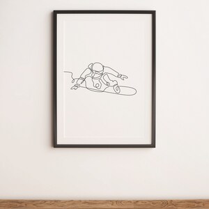 Minimalist Snowboard Line Art Print Winter Sport Wall Art - Etsy