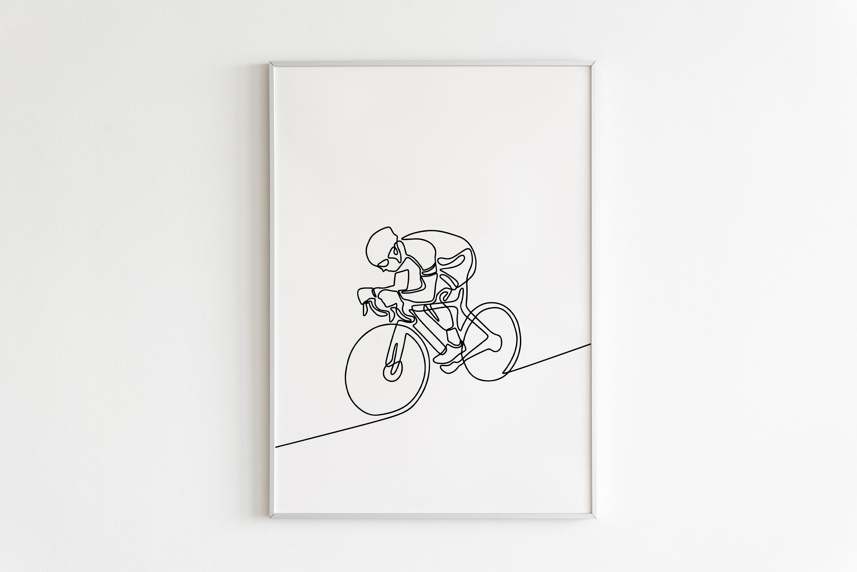 Cyclist Line Art, Minimalist Biker Wall , Digital Download, Mountain ...