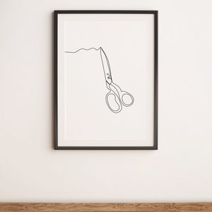 Minimalist Scissors Line Art, Digital Download, Fashion Tailoring Print ...