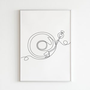 Minimalist Record Turntable Vinyl Line Art, Digital Download, Music ...