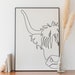 Minimalist Highland Cattle Line Art, Digital Download, Cow Outline ...