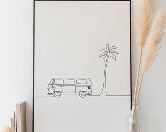 Mini Van Line Art - Etsy