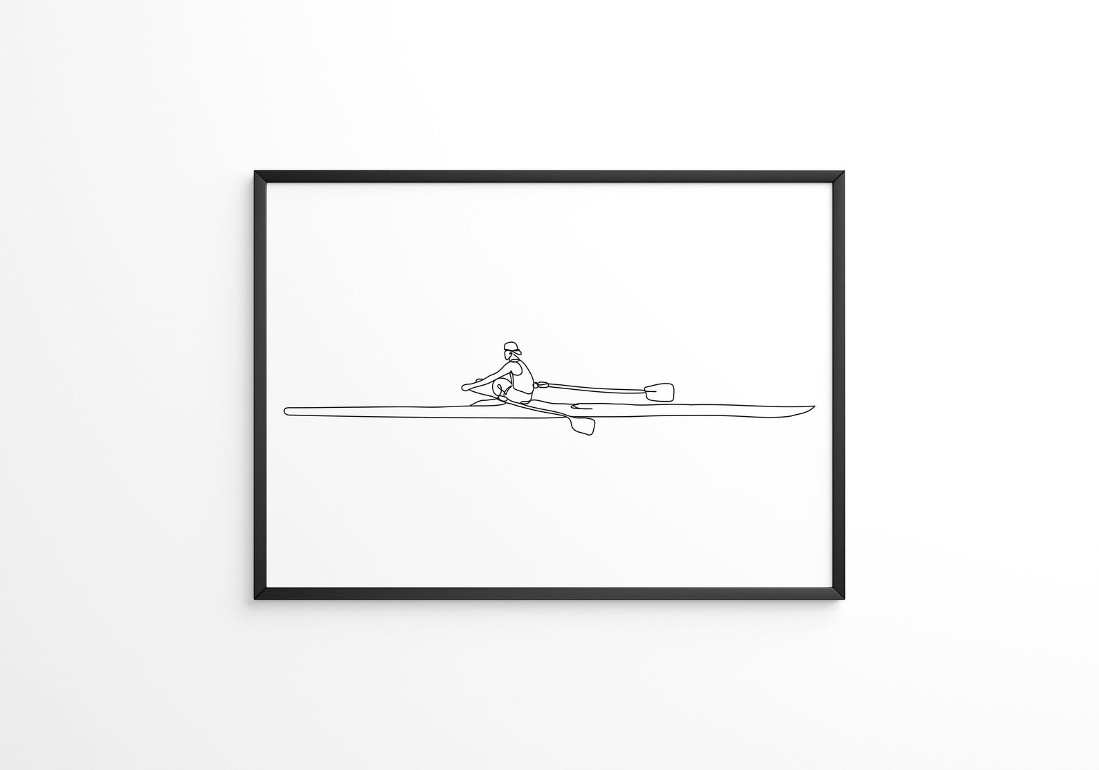 Minimalist Rowing Boat Line Art, Water Sport Printable, Rower Poster ...