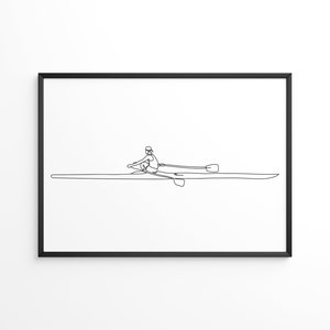Minimalist Rowing Boat Line Art, Water Sport Printable, Rower Poster ...
