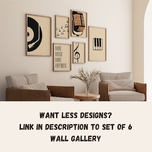 Retro Music Gallery Set of 15 Drawings, Piano Print, Guitar Poster ...