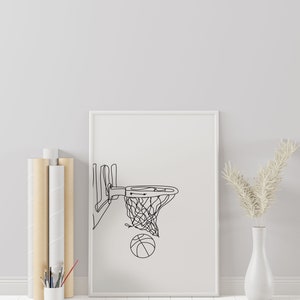 Minimalist Basketball Line Art, Sport Printable, Digital Download, Net ...