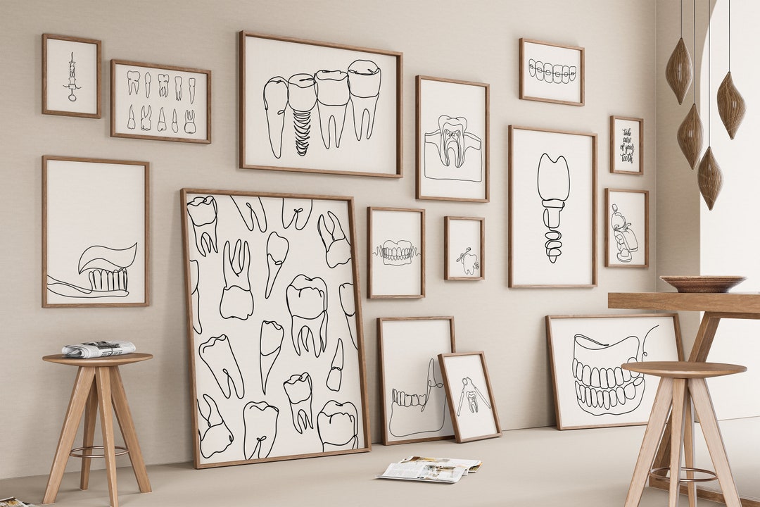 Dentist Gallery Set of 15 Drawings, Dental Office Decoration ...