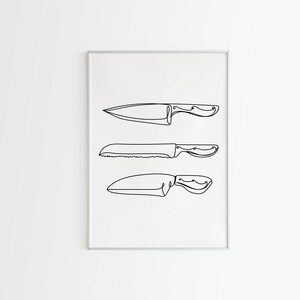 Minimalist Cooking Gallery Set of 15 Drawings, Kitchen Utensils Line ...