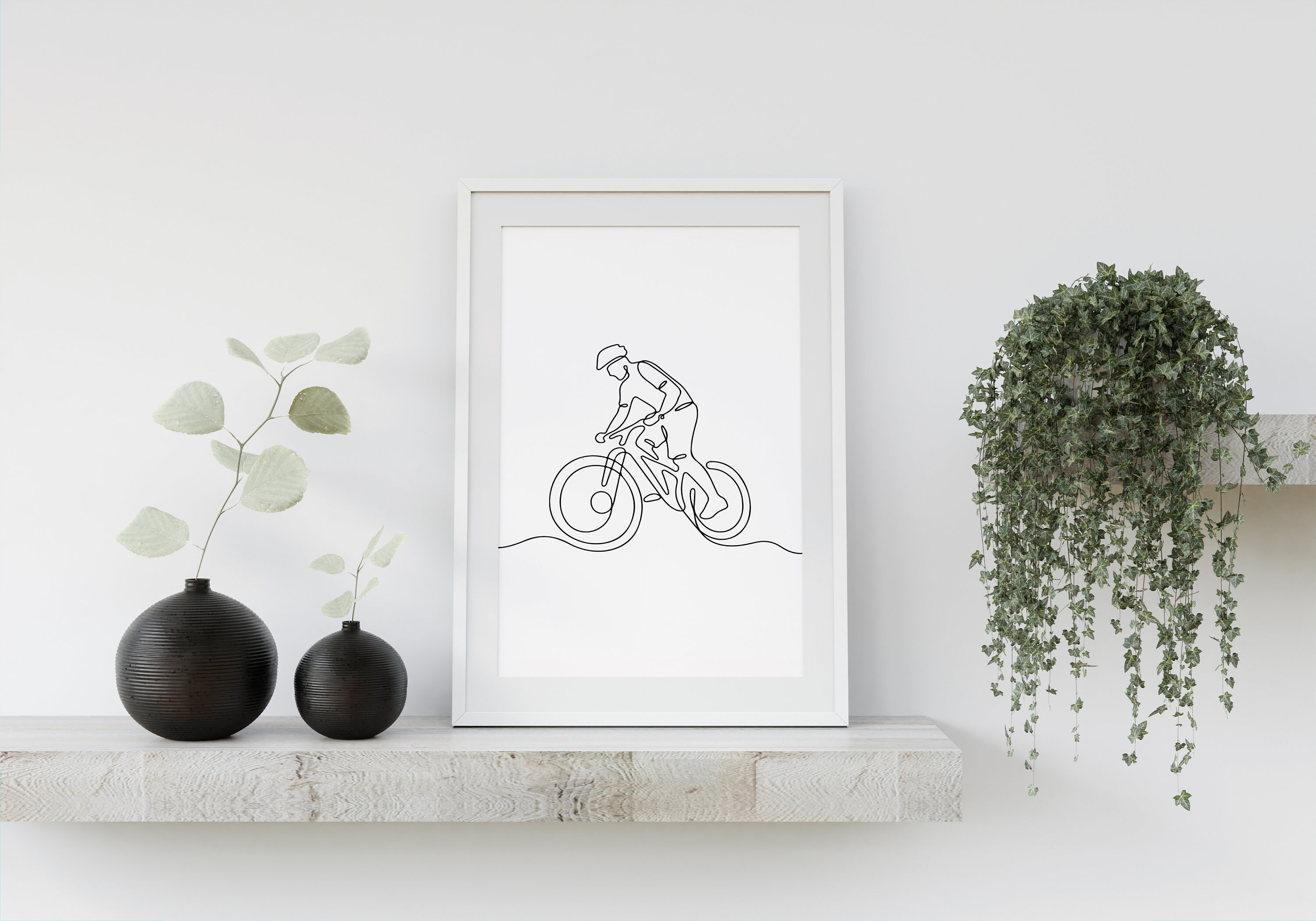Cyclist Line Art Minimalist Biker Wall Digital Download - Etsy UK