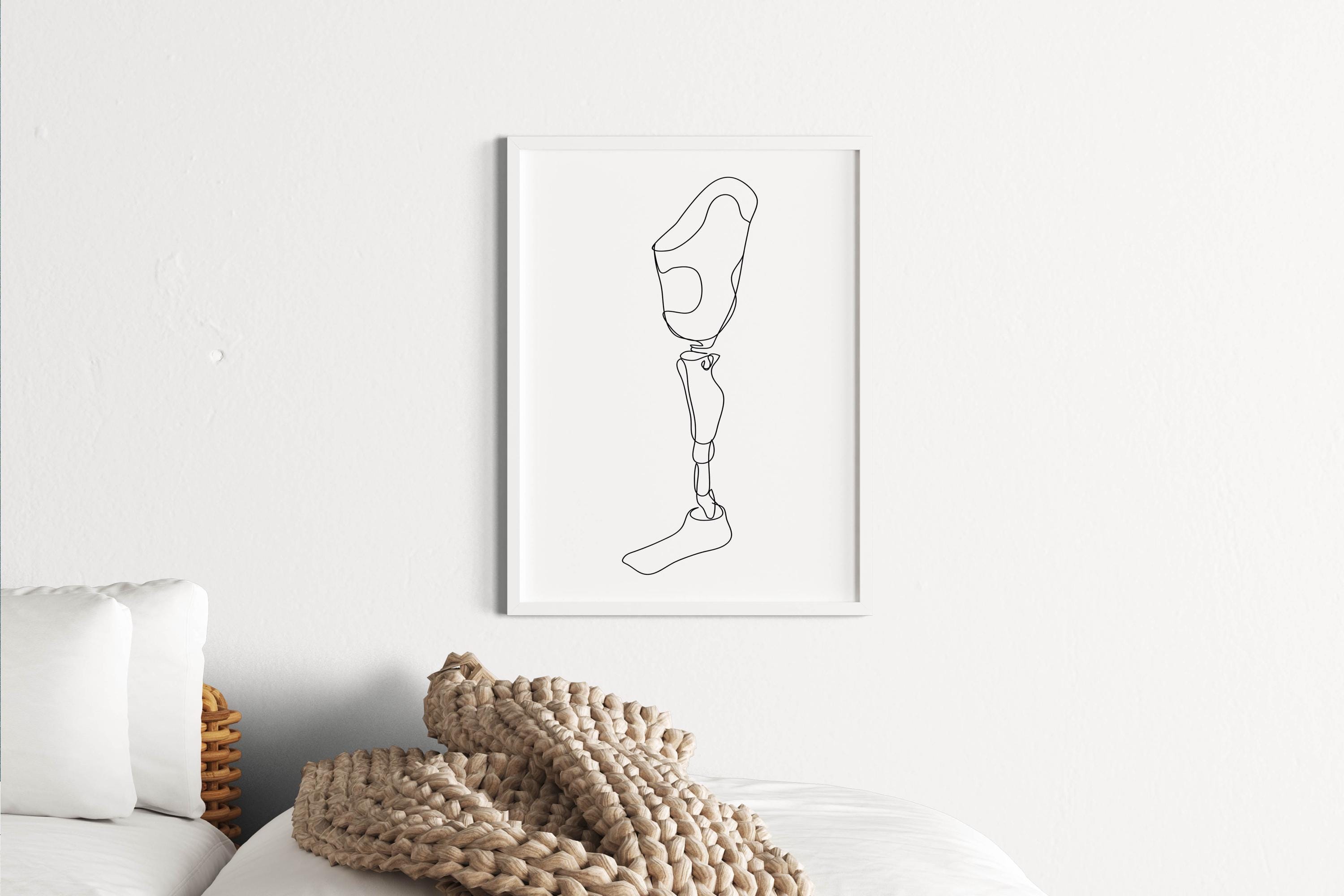 Minimalist Leg Prosthetic Line Art, Digital File, Prostheses Print ...