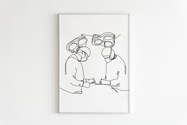 Minimalist Surgeon Line Art, Digital Download, Medical Health Print ...