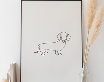 Minimalist Dog Drawing | Etsy