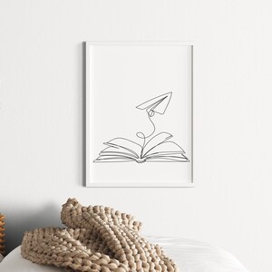 Minimalist Book Line Art, Digital Download, Books Outline Drawing ...