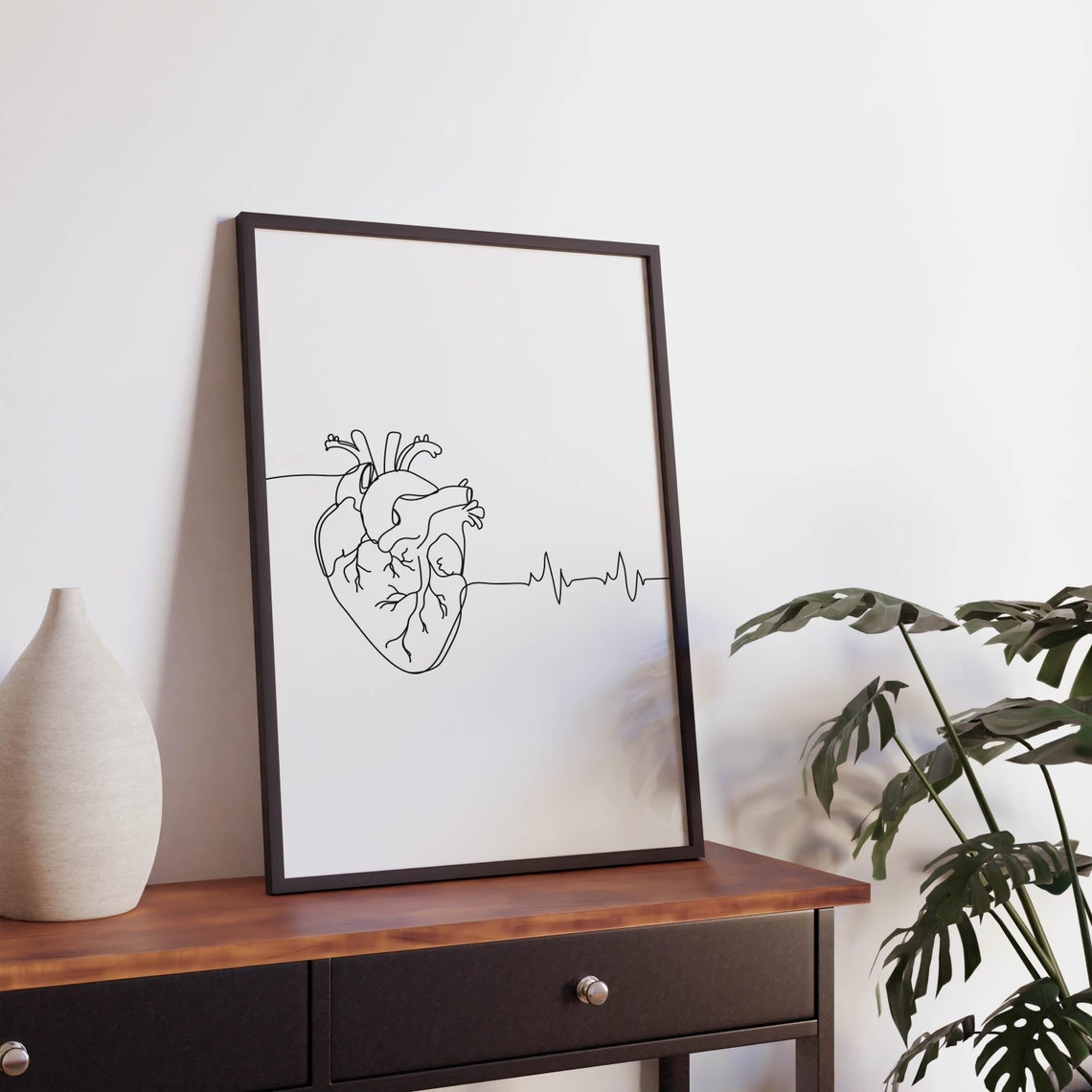 Minimalist Cardiologist Line Art, Digital Download, Physician Print ...