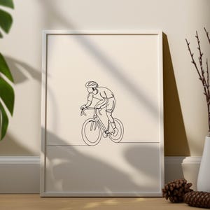 Minimalist Cyclist Line Art, Biking Wall Art, Digital Download, Bike ...